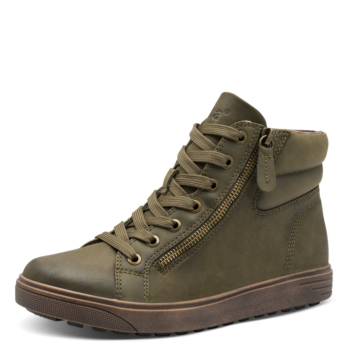 Jana Women High Trainer With Zip - Khaki – Barratts Shoes